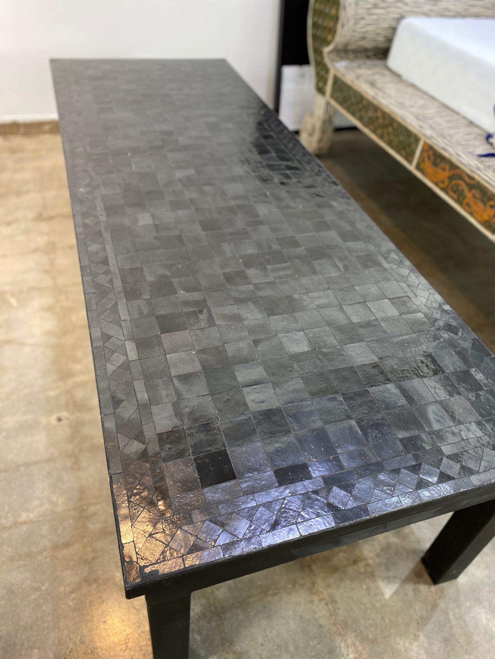 Long Rectangular Zellige Tile Mosaic Coffee Table, BLACK OR WHITE ...