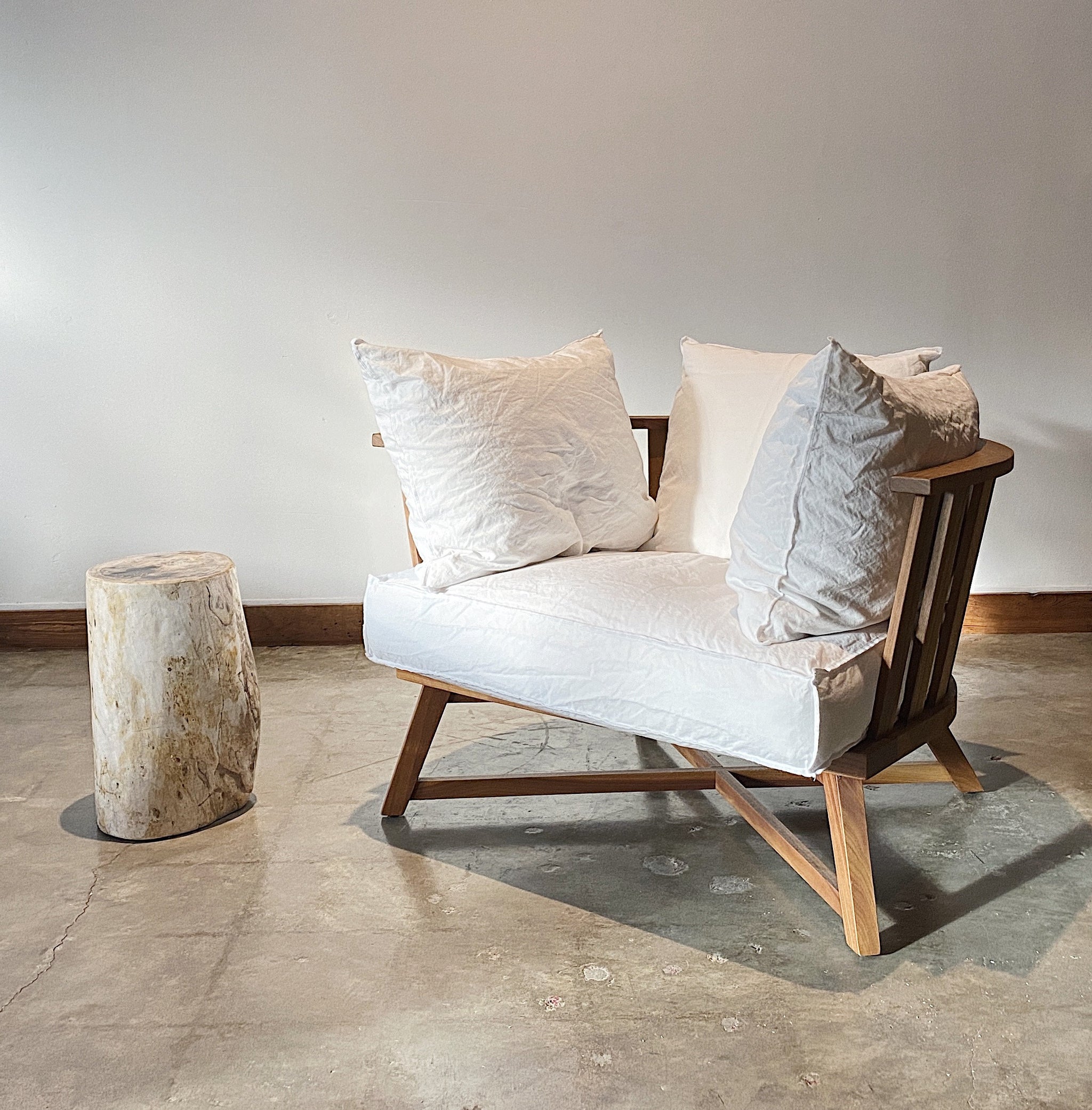 Light Beige and Black Petrified solid wood stool block , fossil wood s ...