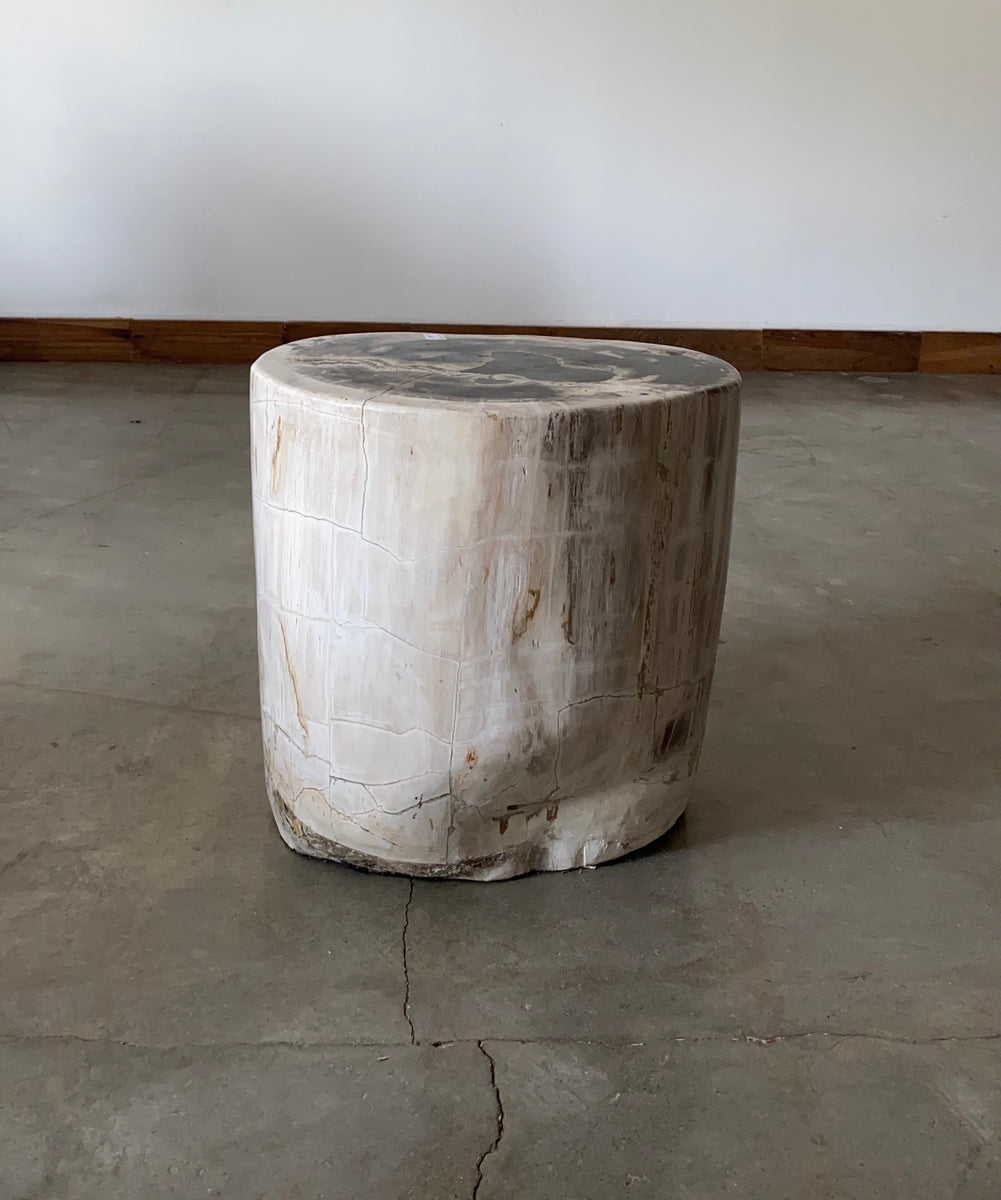 Light Beige and Black Petrified solid wood stool block , fossil wood s ...
