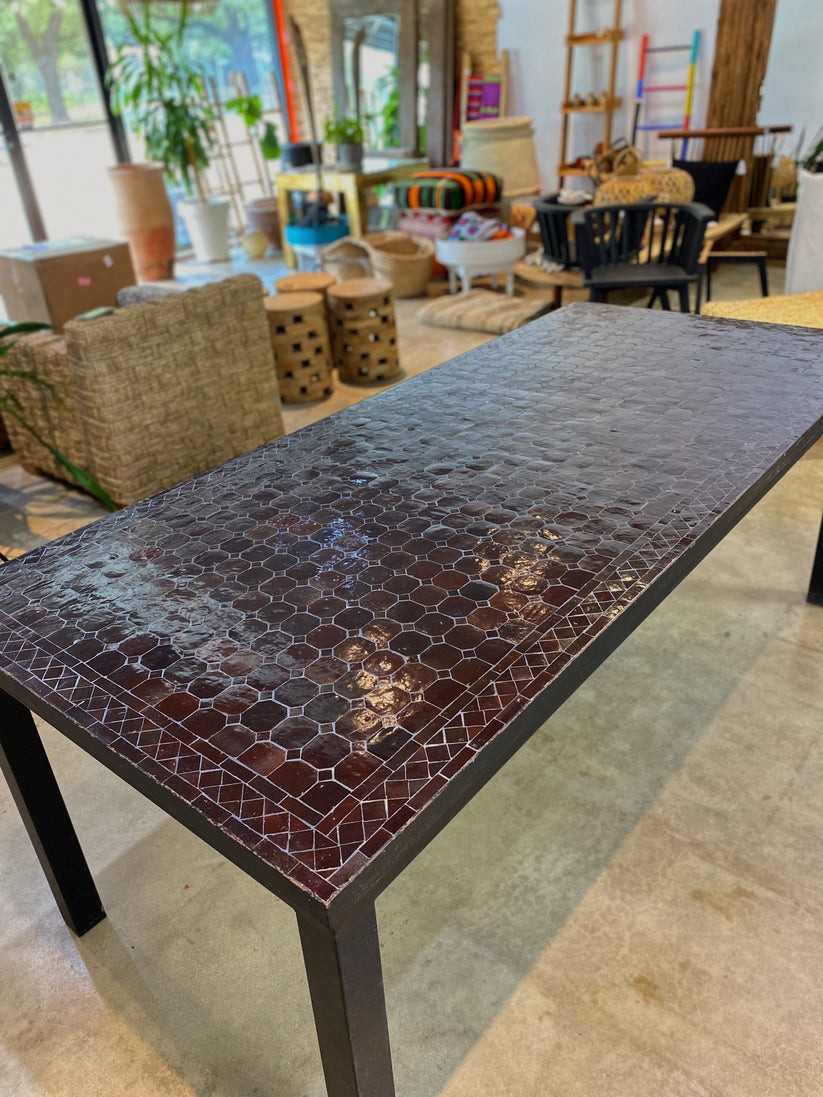 Small Zellige Tile Mosaic Rectangular Dining Table, VARIES IN SIZE AND ...