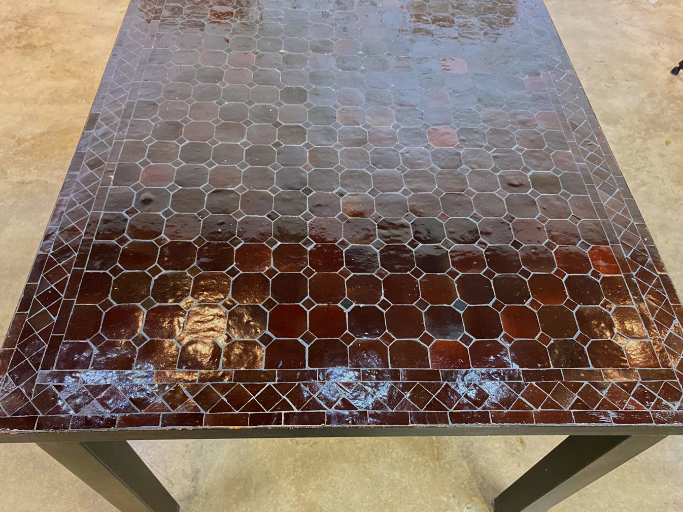 Small Zellige Tile Mosaic Rectangular Dining Table, VARIES IN SIZE AND ...